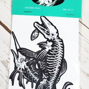 Prehistoric Bones Sticker Pack mosasaurus, Plesiosaurus, Swordfish Set ...