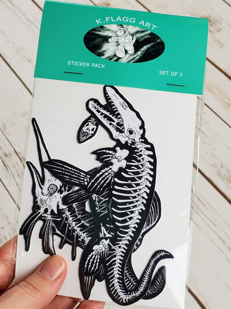 Prehistoric Bones Sticker Pack mosasaurus Plesiosaurus - Etsy