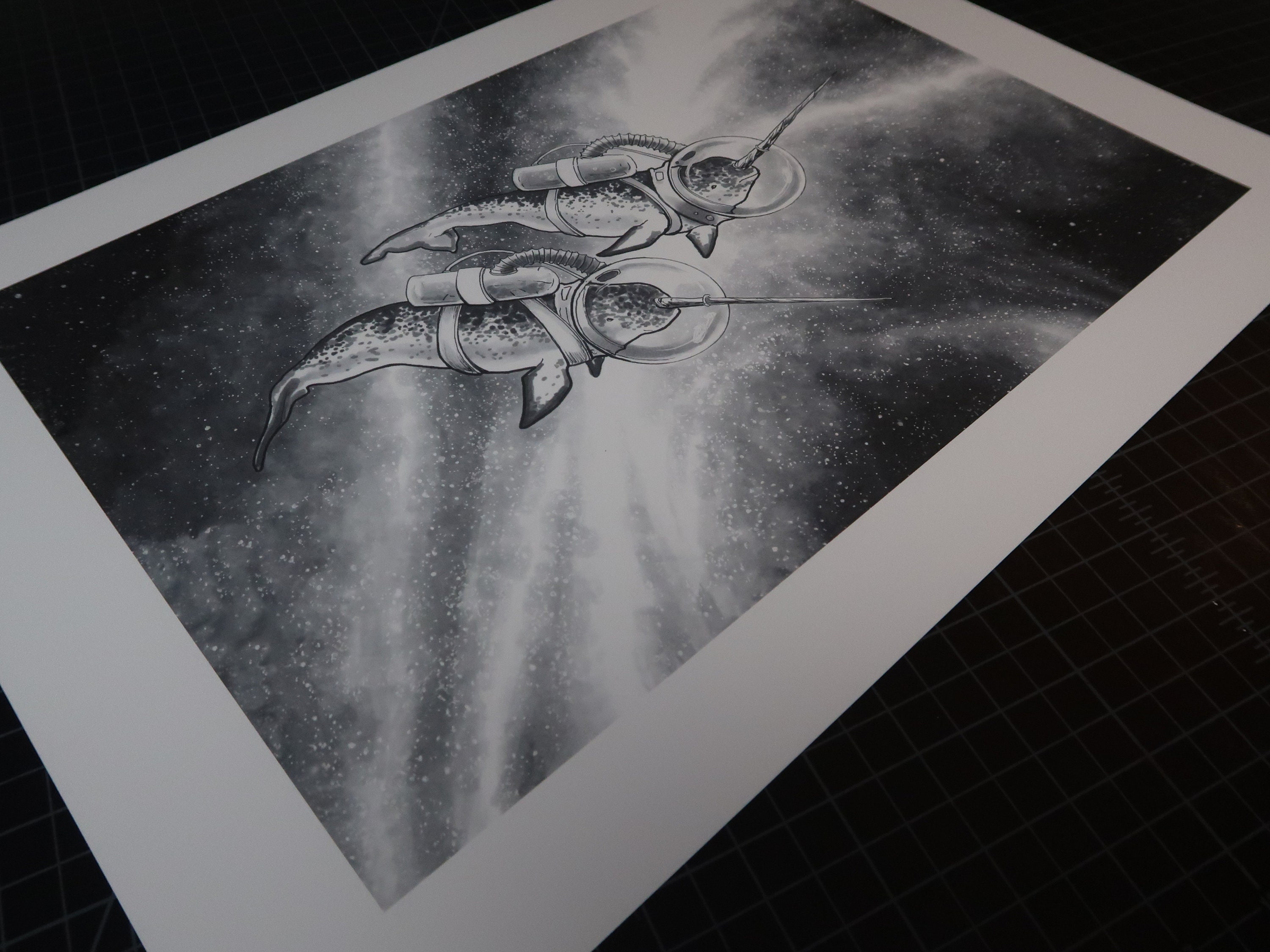 Narwhals in Space 13x19 Fine Art Print | Etsy