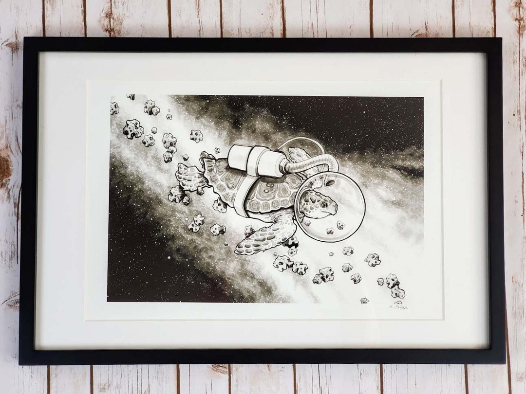 Sea Turtle in Space 13x19 Fine Art Print - Etsy