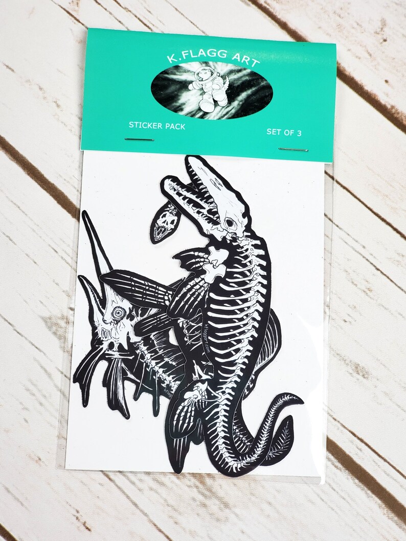 Prehistoric Bones Sticker Pack mosasaurus Plesiosaurus - Etsy