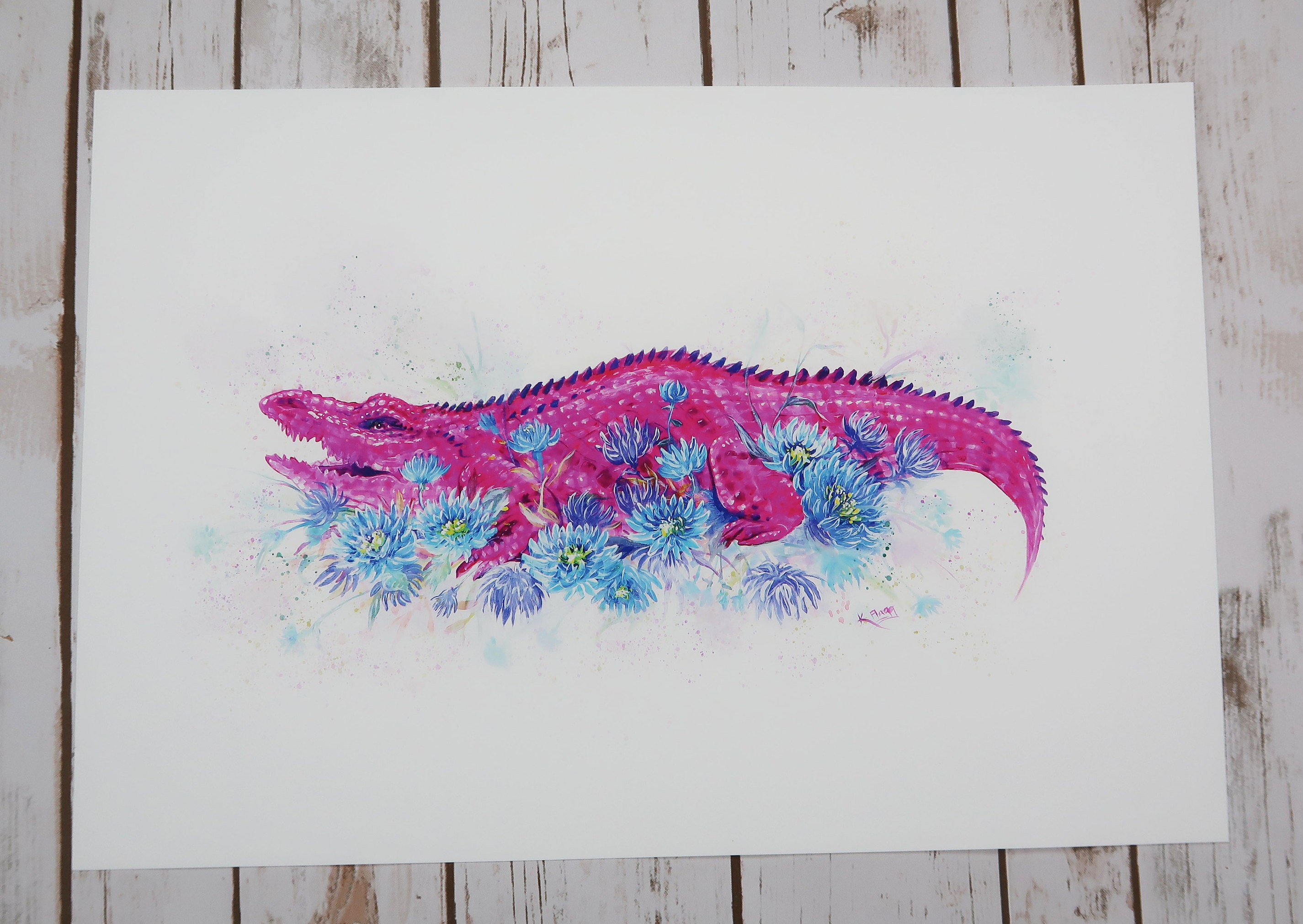 Pink Alligator 13x19 Fine Art Print | Etsy