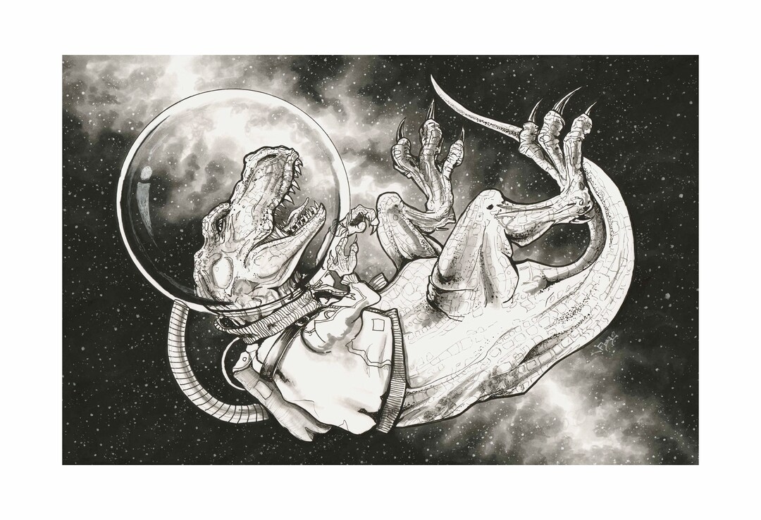 T Rex in Space 19 X 13 Fine Art Print - Etsy
