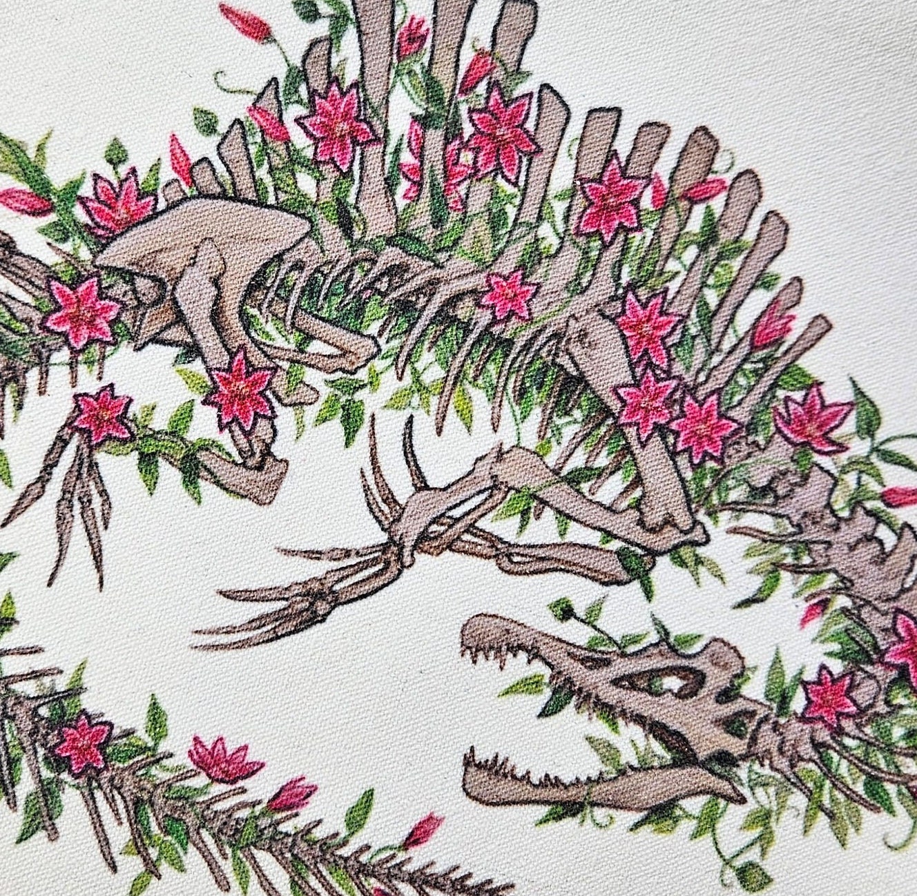 Spinosaurus and Pink Clematis Tote Bag - Etsy