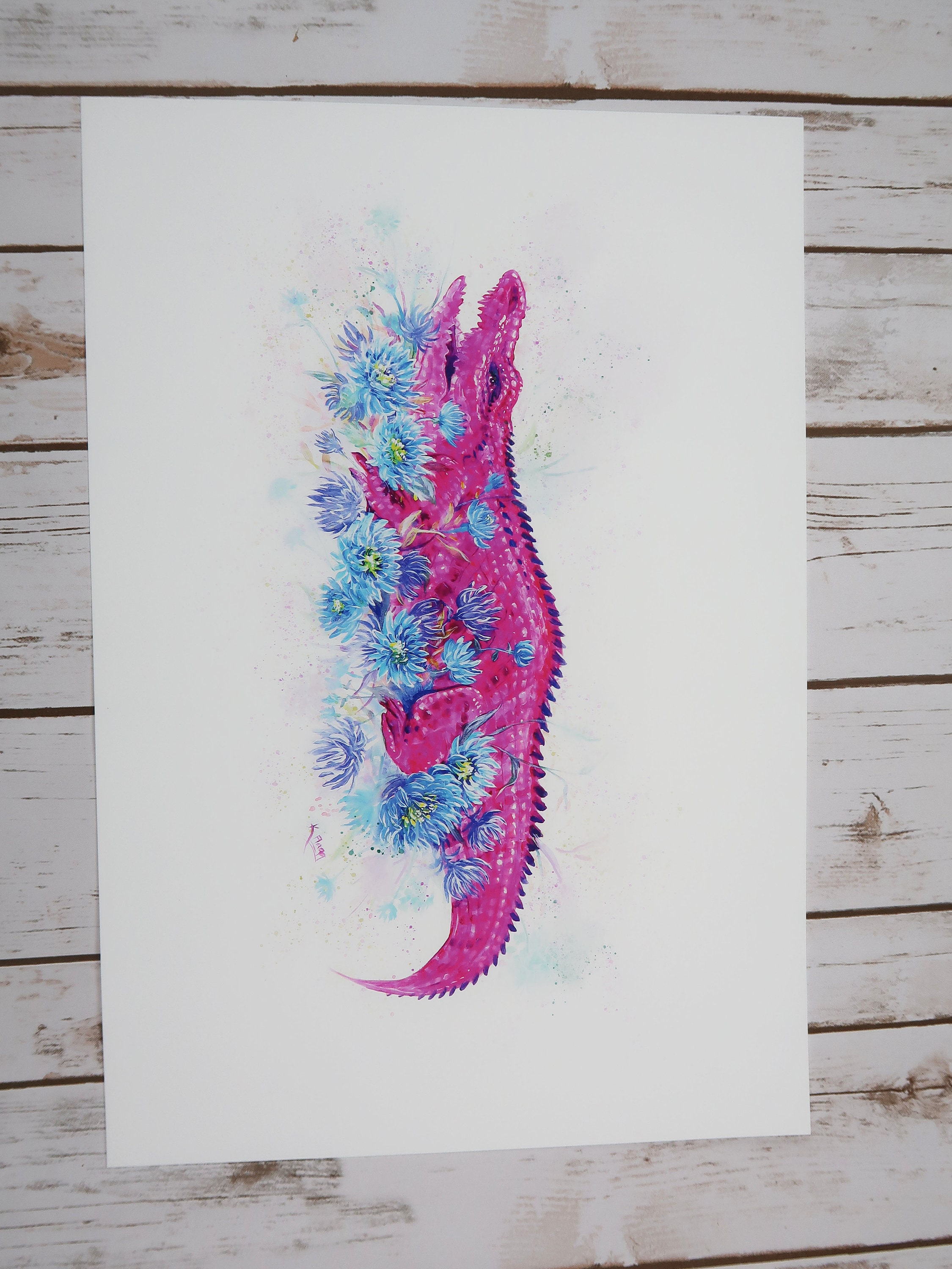 Pink Alligator 13x19 Fine Art Print | Etsy