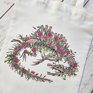 Spinosaurus and Pink Clematis Tote Bag - Etsy