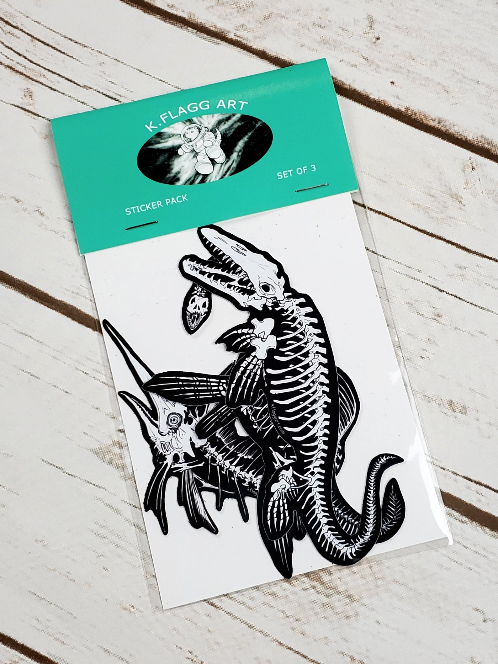 Prehistoric Bones Sticker Pack mosasaurus Plesiosaurus - Etsy