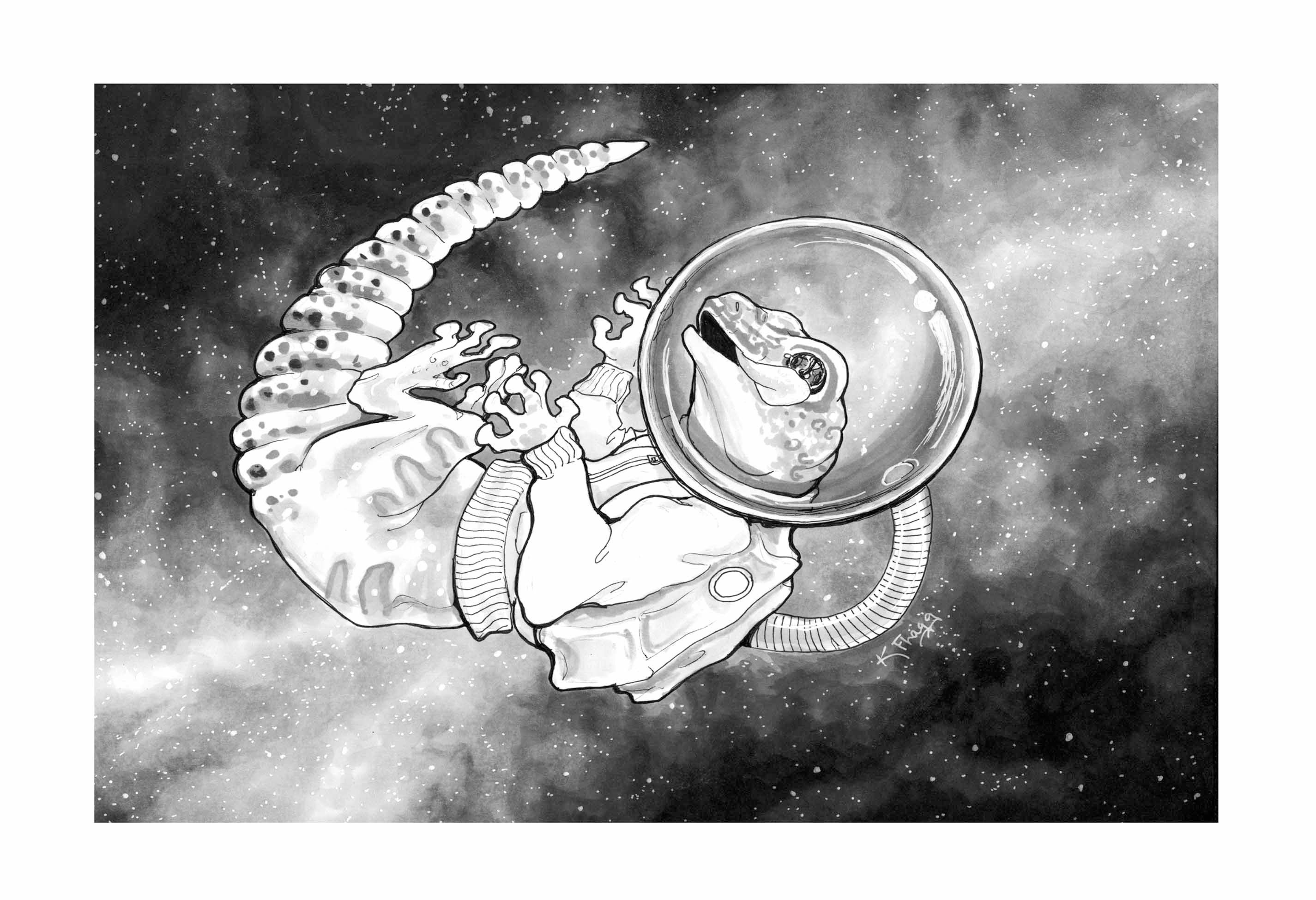 Space Gecko 13x19 Fine Art Print | Etsy