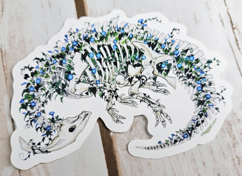 Parasaurolophus Skeleton and Blue Morning Glory Weather Proof Decal - Etsy