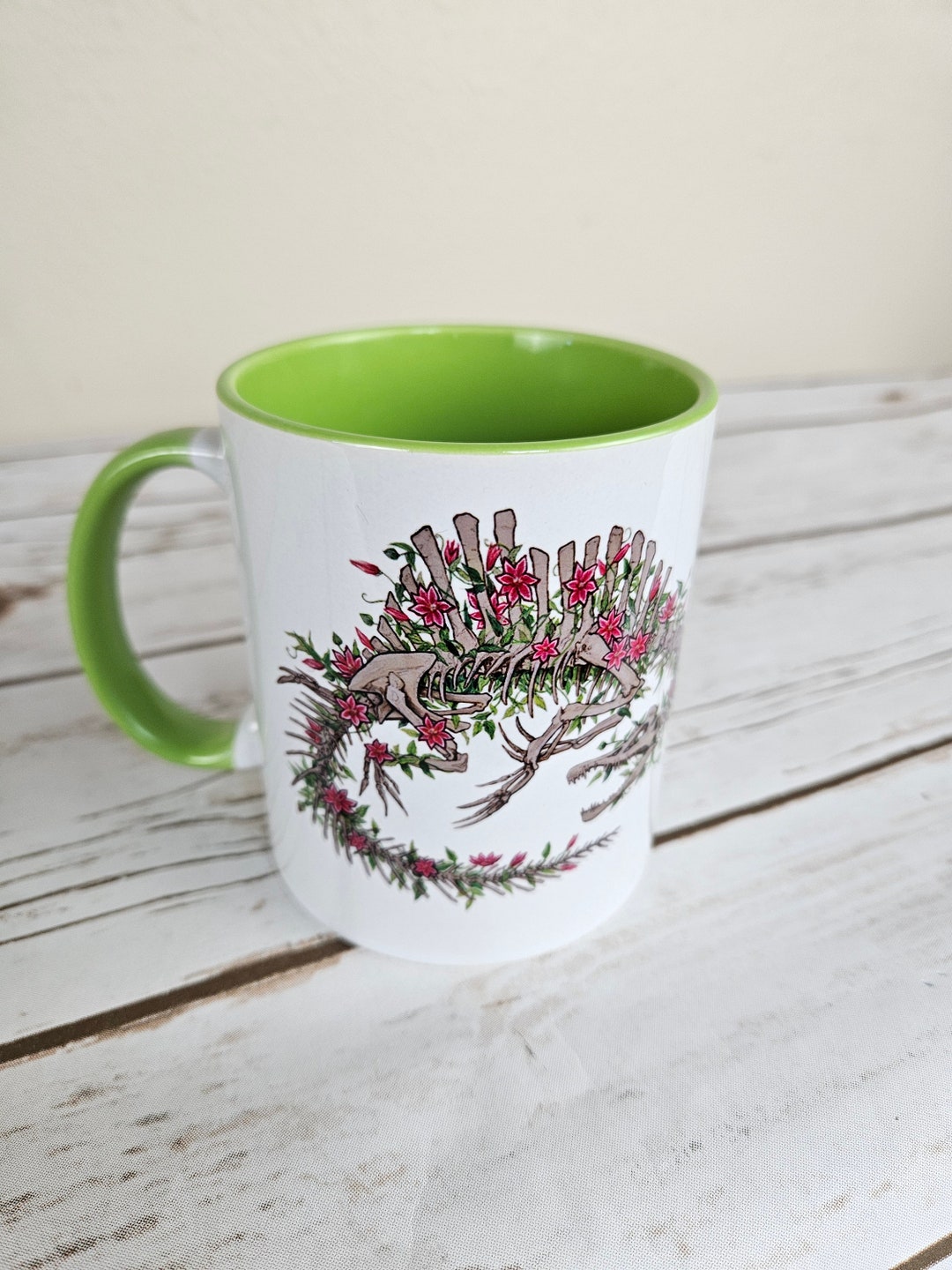 Spinosaurus and Pink Clematis Skeleton 11oz Ceramic Mug - Etsy
