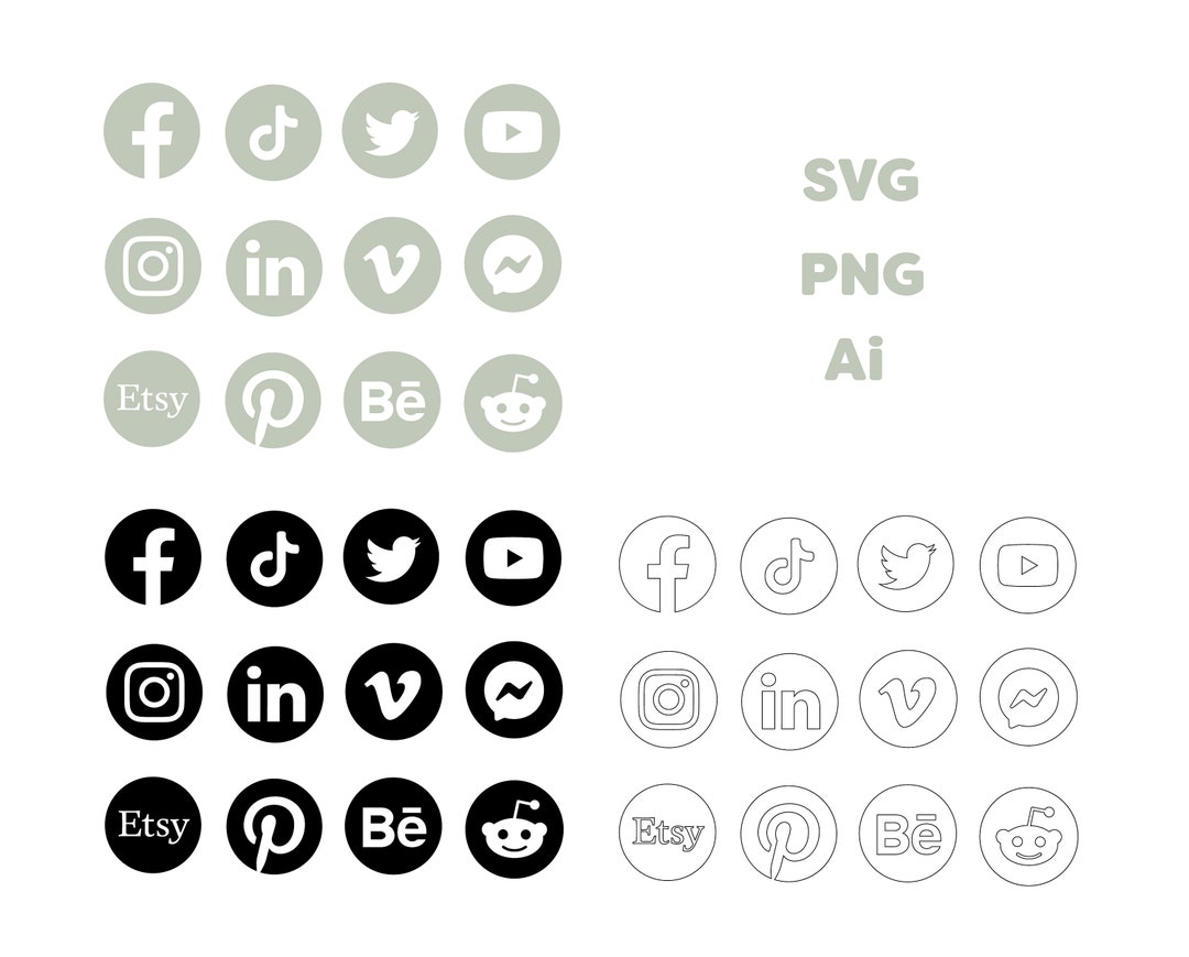 Sage Green Social Icons SVG / PNG / Adobe Illustrator - Etsy
