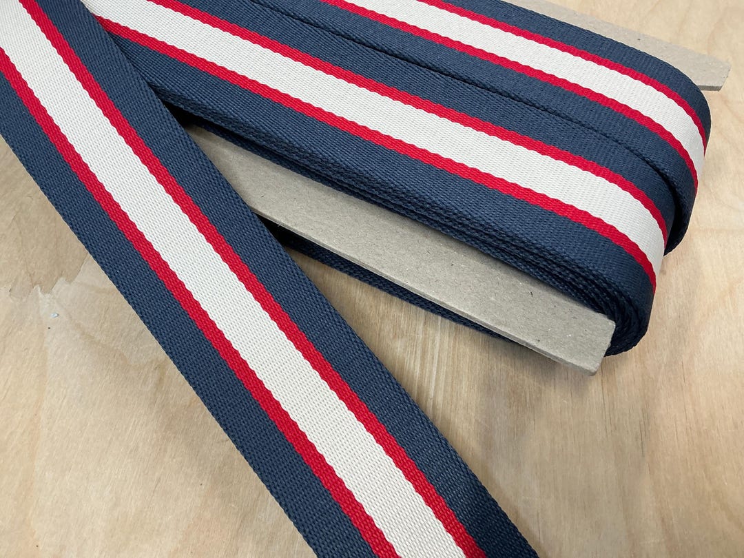 50mm Navy/red/ecru Stripe Webbing Tape - Etsy