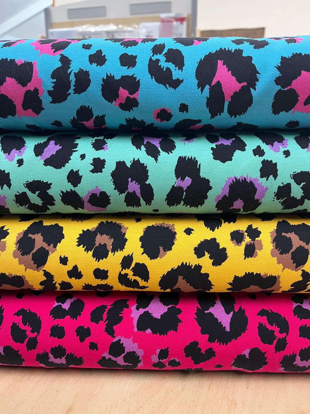 Leopard Pop Brushed Back French Terry - Etsy