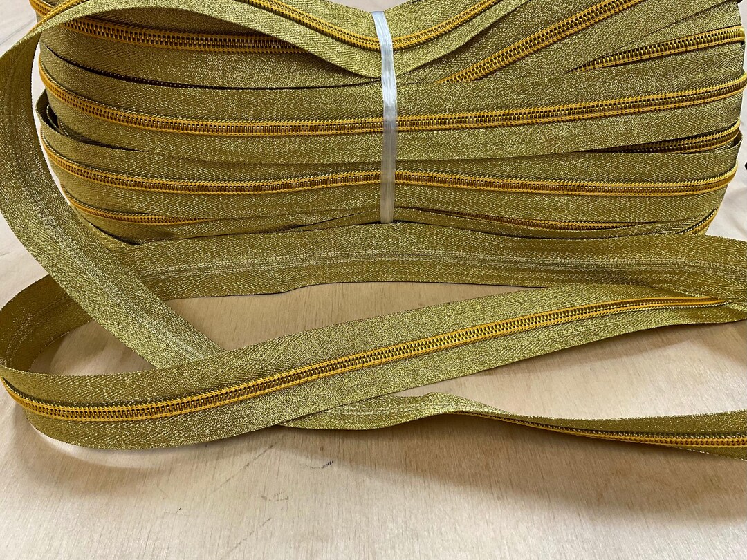 Metallic Gold With Gold Teeth Continuous Zipper Tape - Etsy