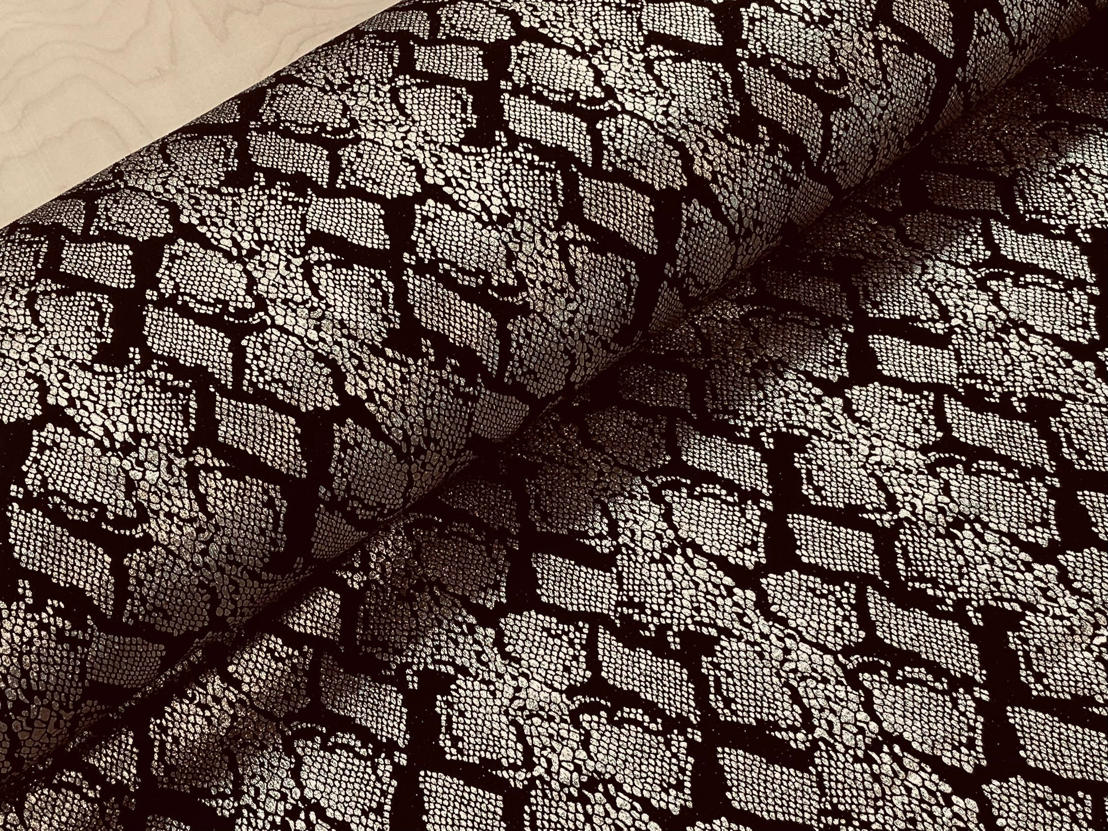 Black and Gold Snake Skin Metallic Stretch Knit - Etsy