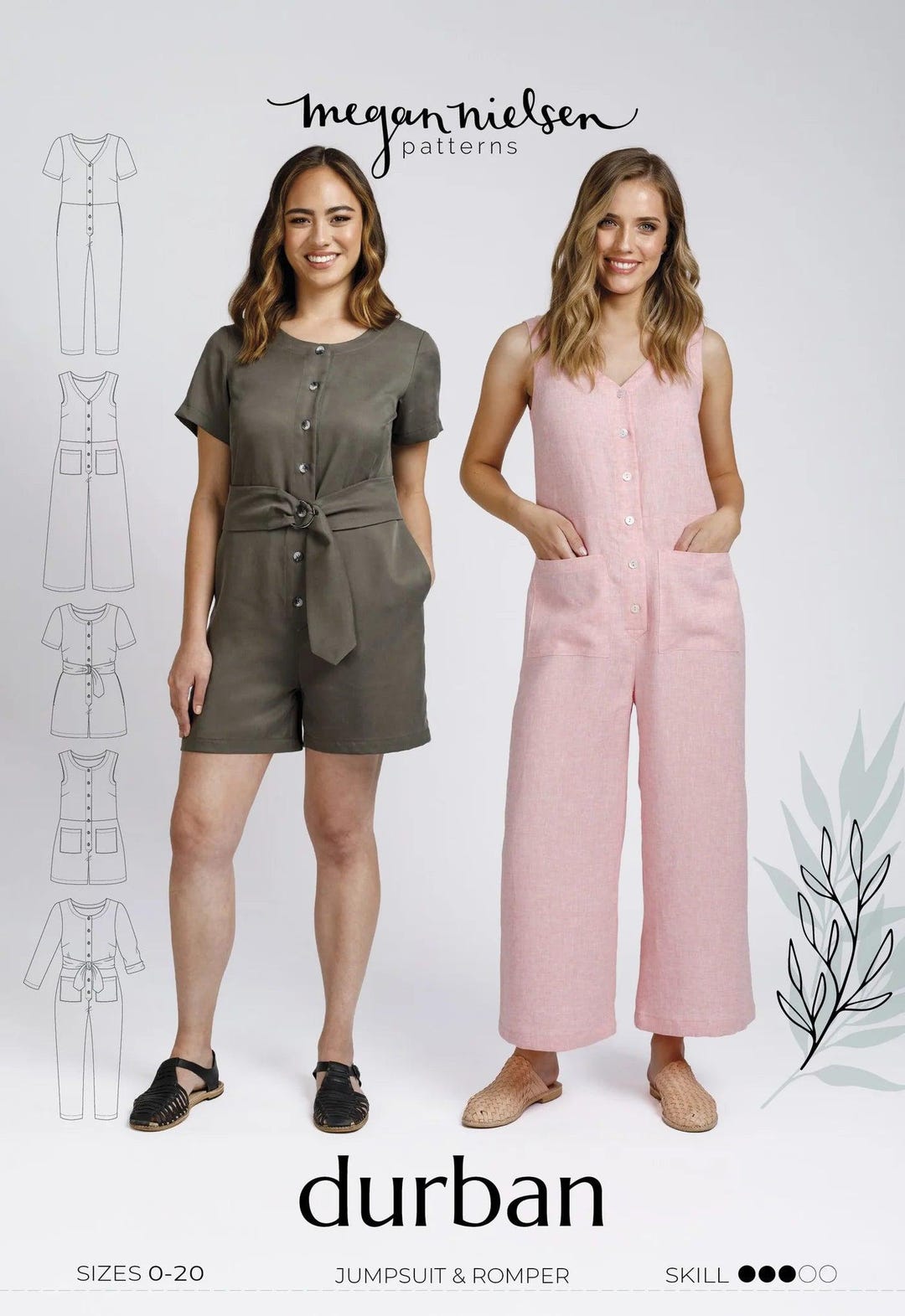 Megan Nielsen Durban Jumpsuit and Romper Paper Sewing Pattern Sizes 0 ...