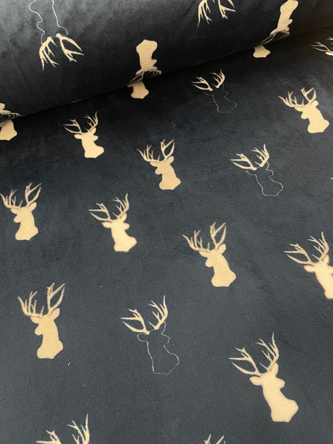 Woodland Stag Navy Luxury Cuddle Fleece by Shannon Fabrics - Etsy