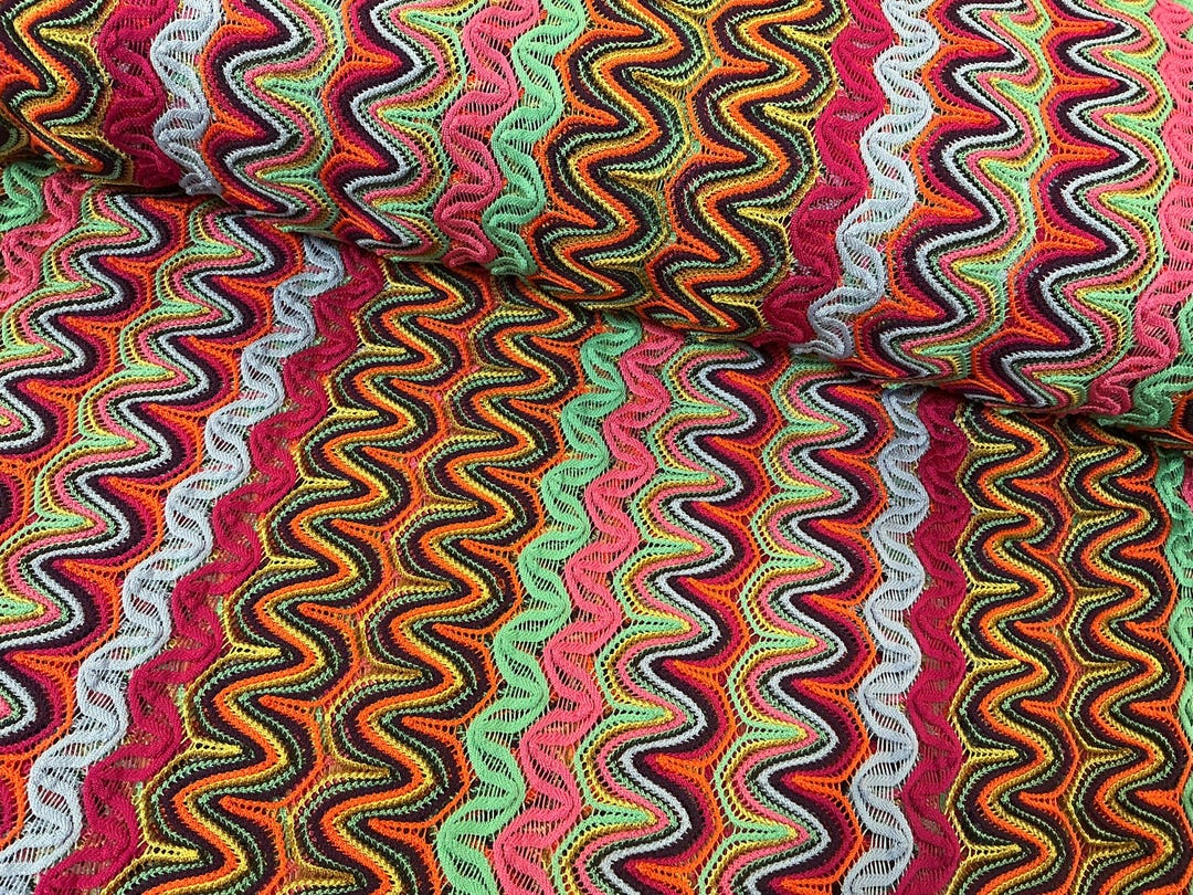 Colourful Crochet Effect Fabric - Etsy