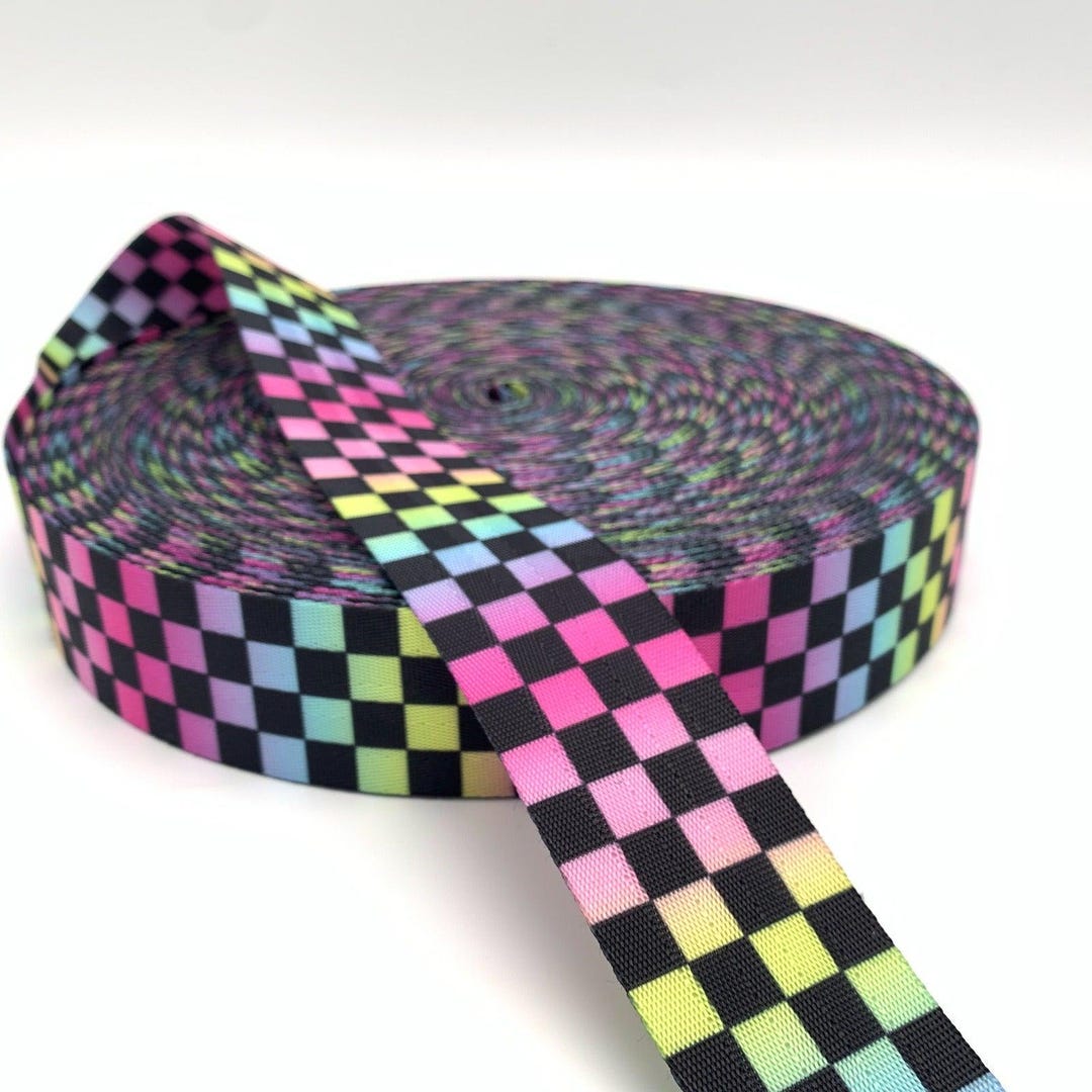 Rainbow Checkerboard 38mm Seatbelt Webbing Tape - Etsy UK
