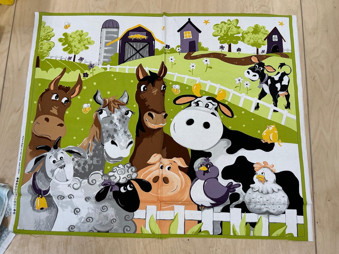 Farmyard Animals 100% Cotton Panel - Etsy