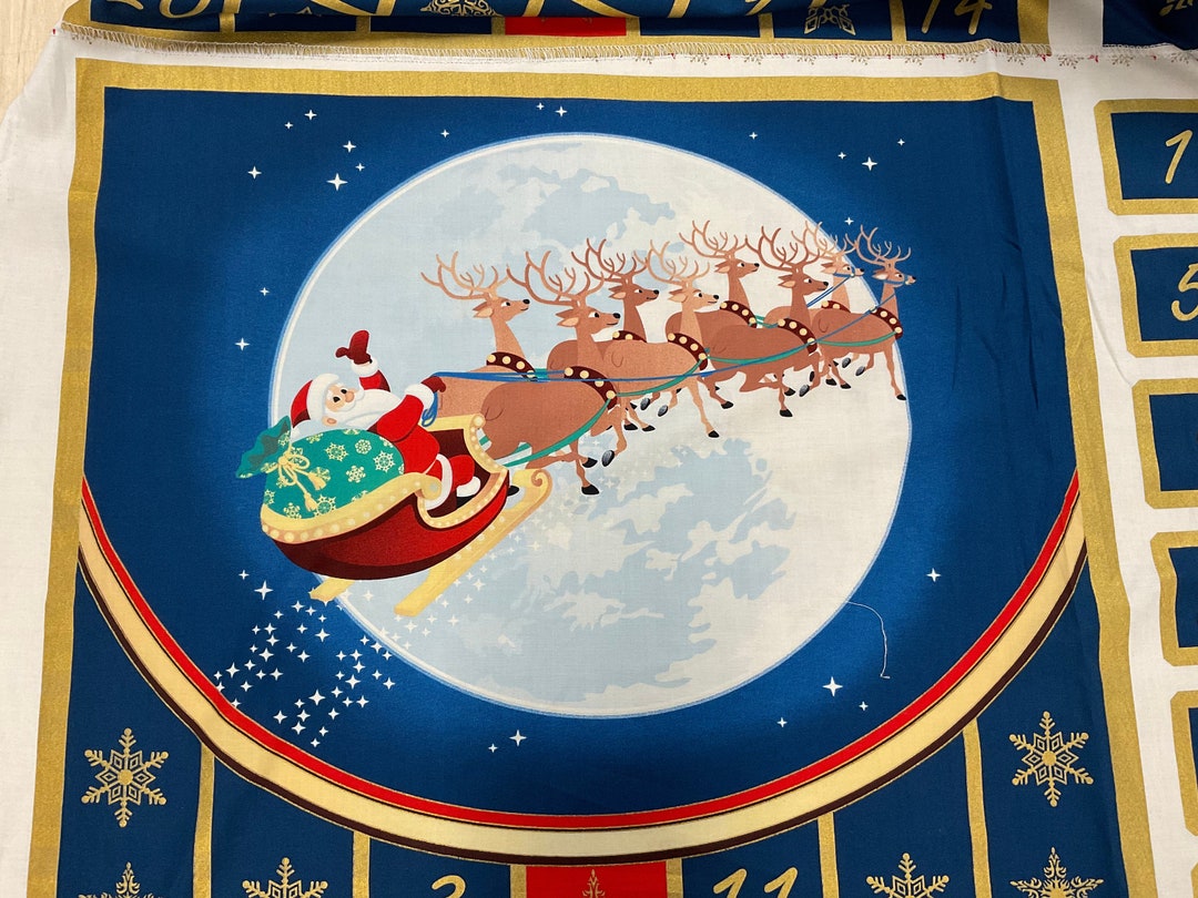 Santas Sleigh Advent Calendar Cotton Panel - Etsy