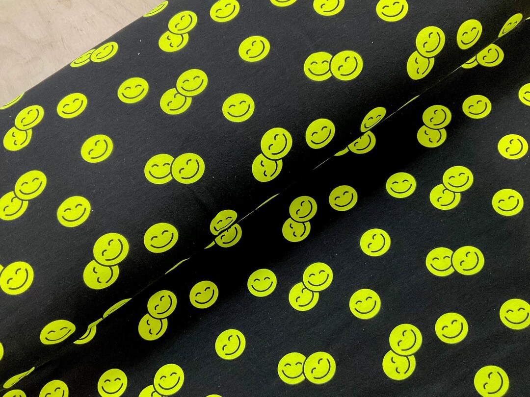Neon Yellow Smiley Faces French Terry - Etsy