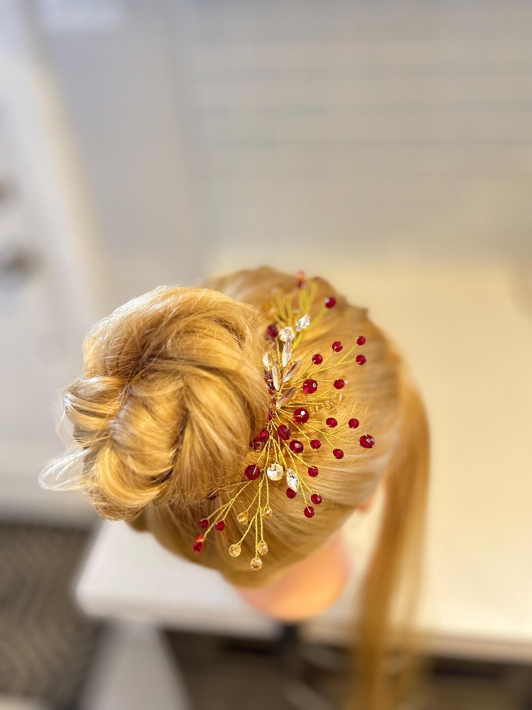 Red Hair Accessories Wedding Hair Jewelry Fashion Red Crystal Hair ...