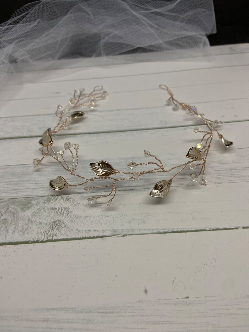 Greek Goddess Crown, Bridal Hairpiece, Gold Leaf Hair Vine, Crystal Hair Accessories - Etsy