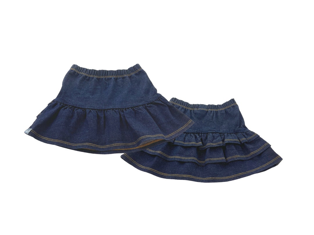 Girls Denim Ruffle Skirt// Toddler Ruffle Skirt// Little Girls Ruffle ...