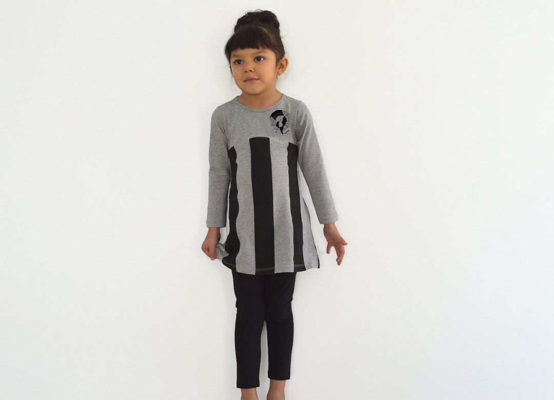 Grey & Black Stripe Tunic With Black Leggings Set • Available in Infant ...