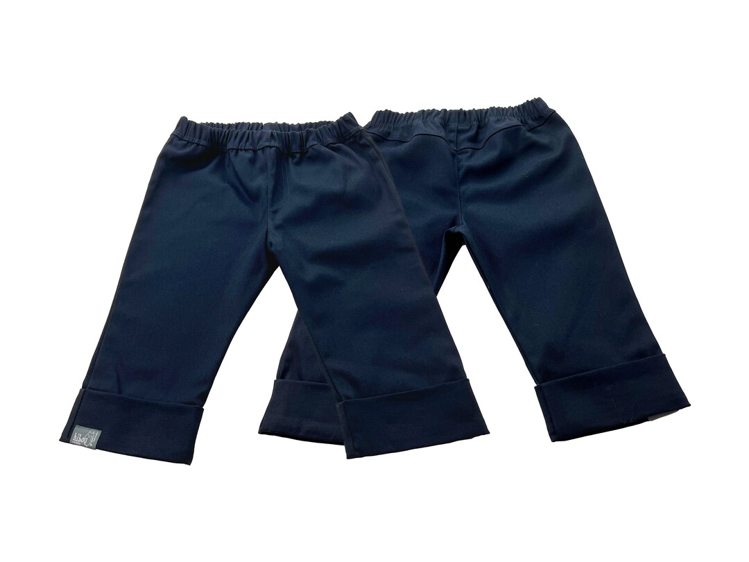 Little Girls Uniform Pants// Girls Navy Pull on Cropped Pants// Toddler ...