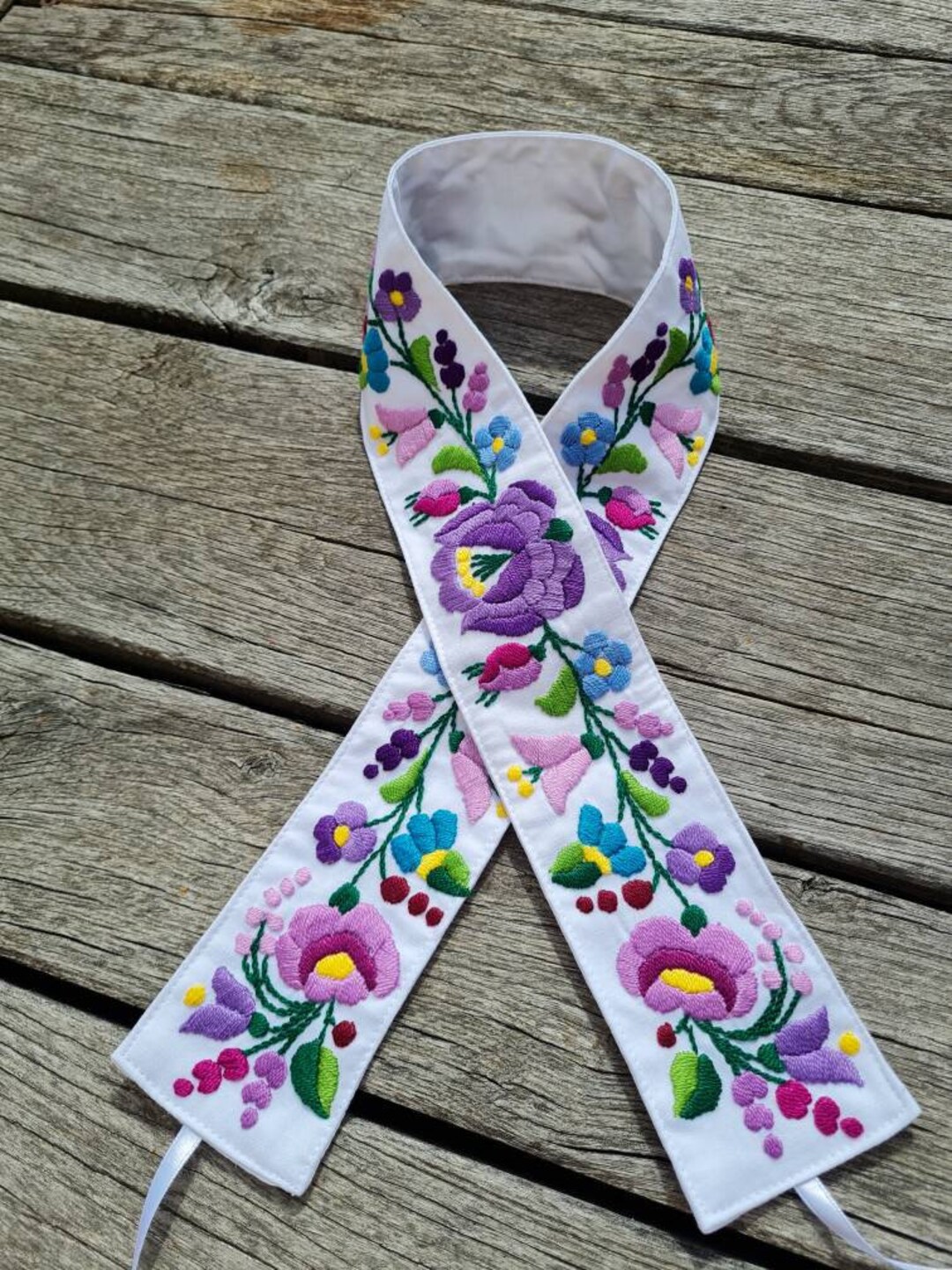 Hungarian Embroidered Hand Embroidered Beige Belt Floral - Etsy