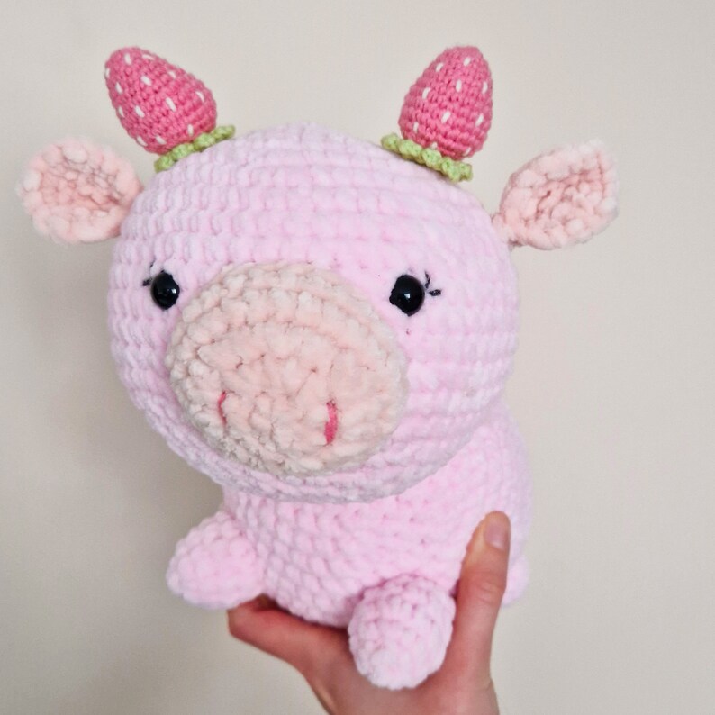 Strawberry Cow Crochet Pattern Amigurumi DIY Velvet Pink - Etsy