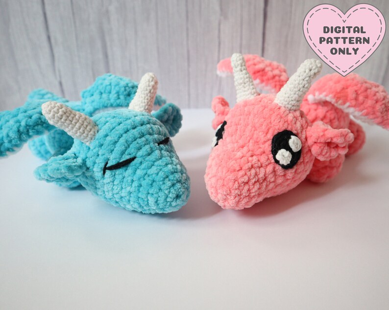 Dragons Crochet Pattern Kawaii Sleeping Dragon Fluffy Yarn - Etsy