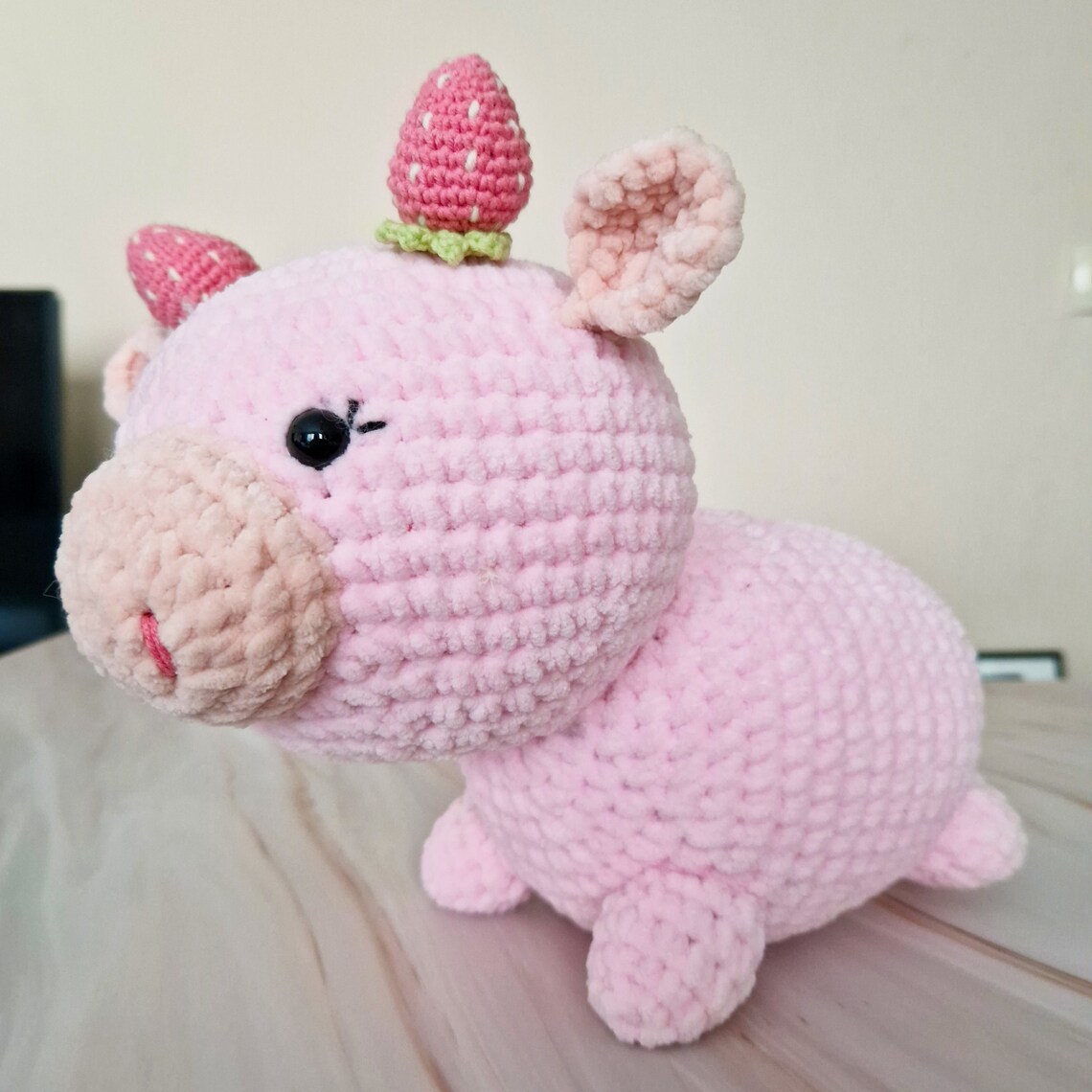 Strawberry Cow Crochet Pattern Amigurumi DIY Velvet Pink - Etsy