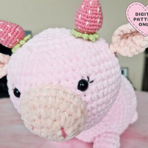 Strawberry Cow Crochet Pattern, Amigurumi, DIY, Velvet, Pink, Adorable ...