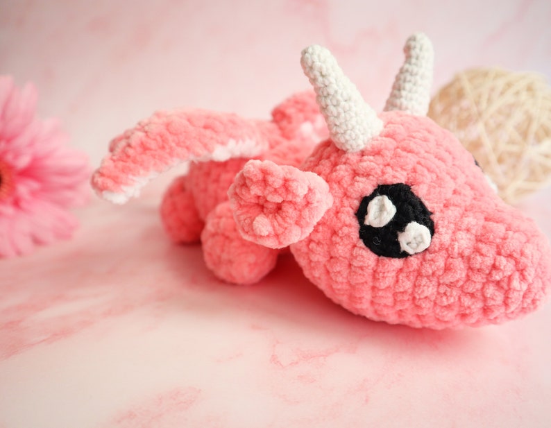 Dragons Crochet Pattern Kawaii Sleeping Dragon Fluffy Yarn | Etsy