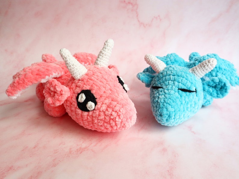 Dragons Crochet Pattern Kawaii Sleeping Dragon Fluffy Yarn | Etsy