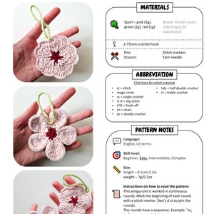 Sakura Crochet Pattern, Cherry Blossom, Kawaii, Bag Charm, Flower - Etsy