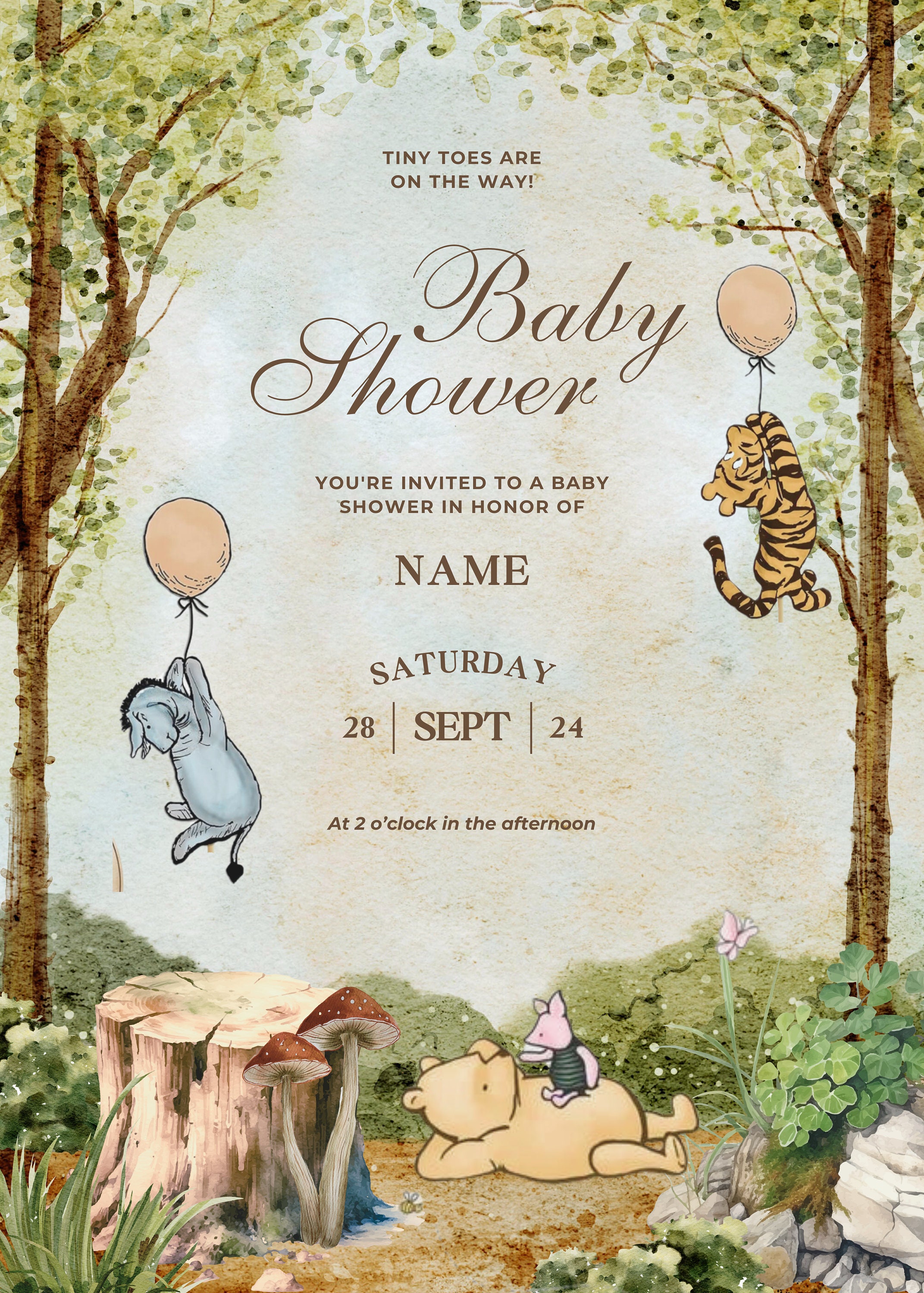 Winnie the Pooh Baby Shower Invite, 100 Acre Woods Theme - Etsy