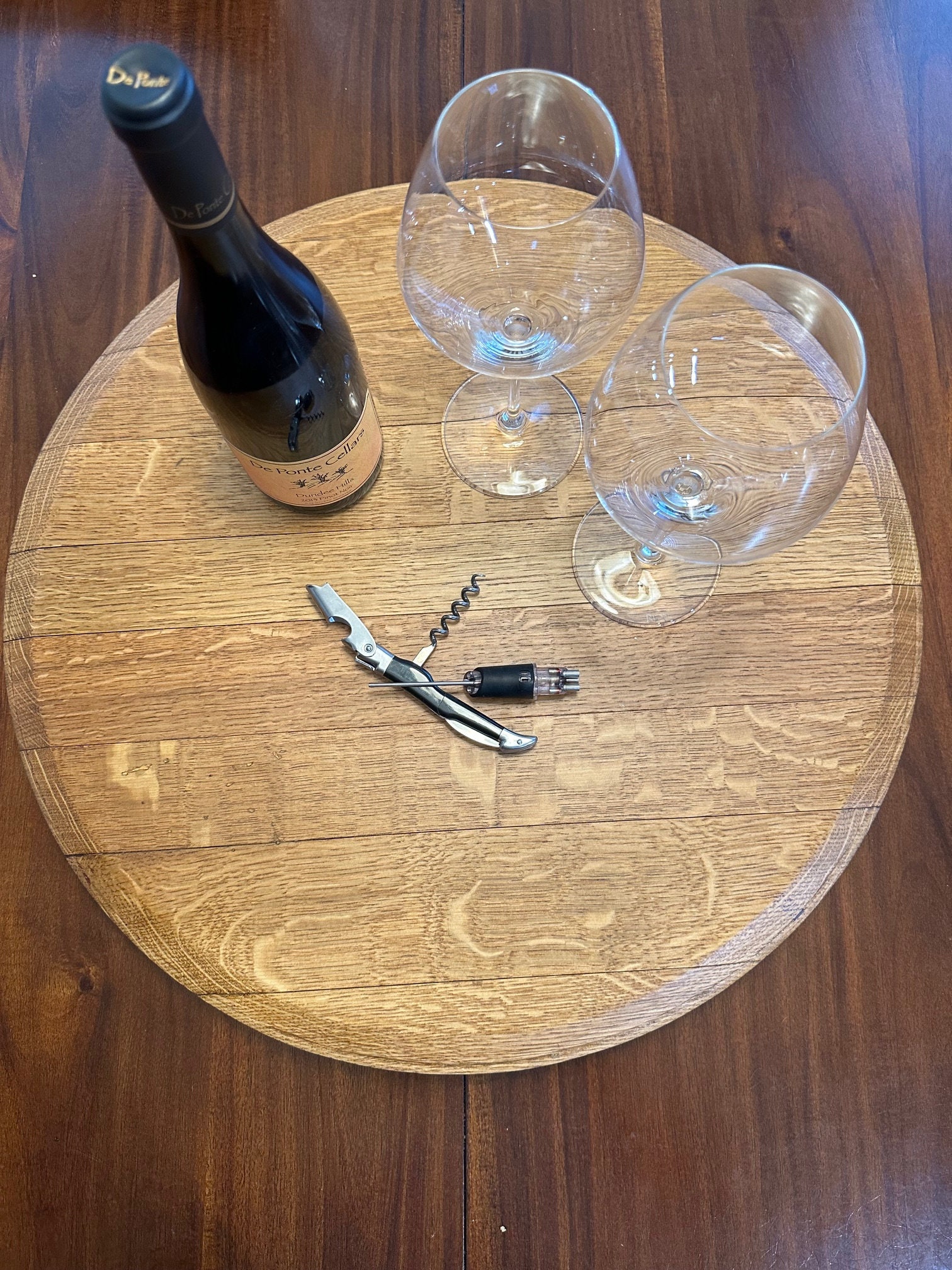 Wine Barrel Lazy Susan, Reclaimed Oak Wood Rotating Tray - Etsy