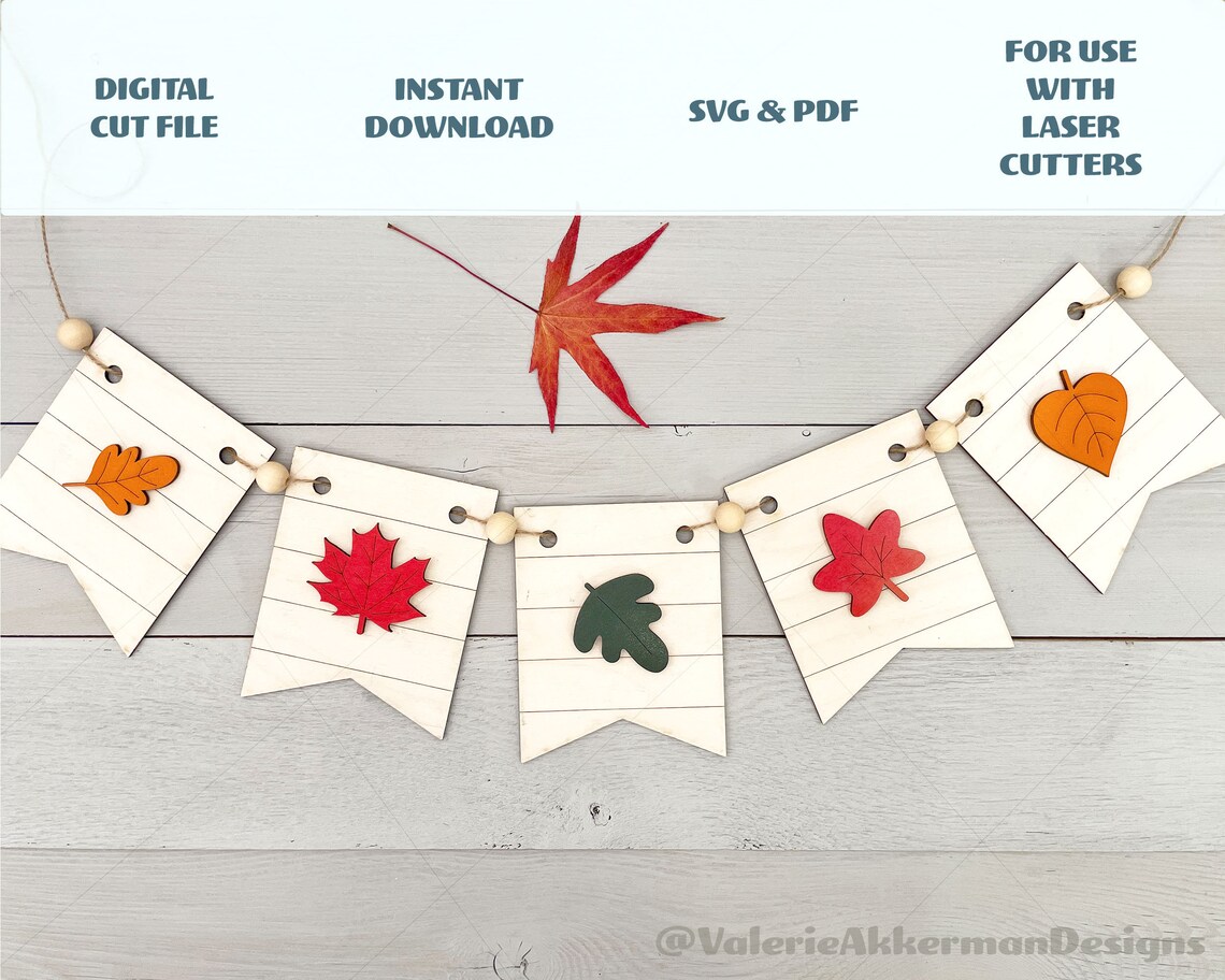 Fall Leaf Banner Digital Cut File Svg Cut File Laser Cut - Etsy Canada