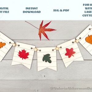 Fall Leaf Banner Digital Cut File Svg Cut File Laser Cut - Etsy Canada