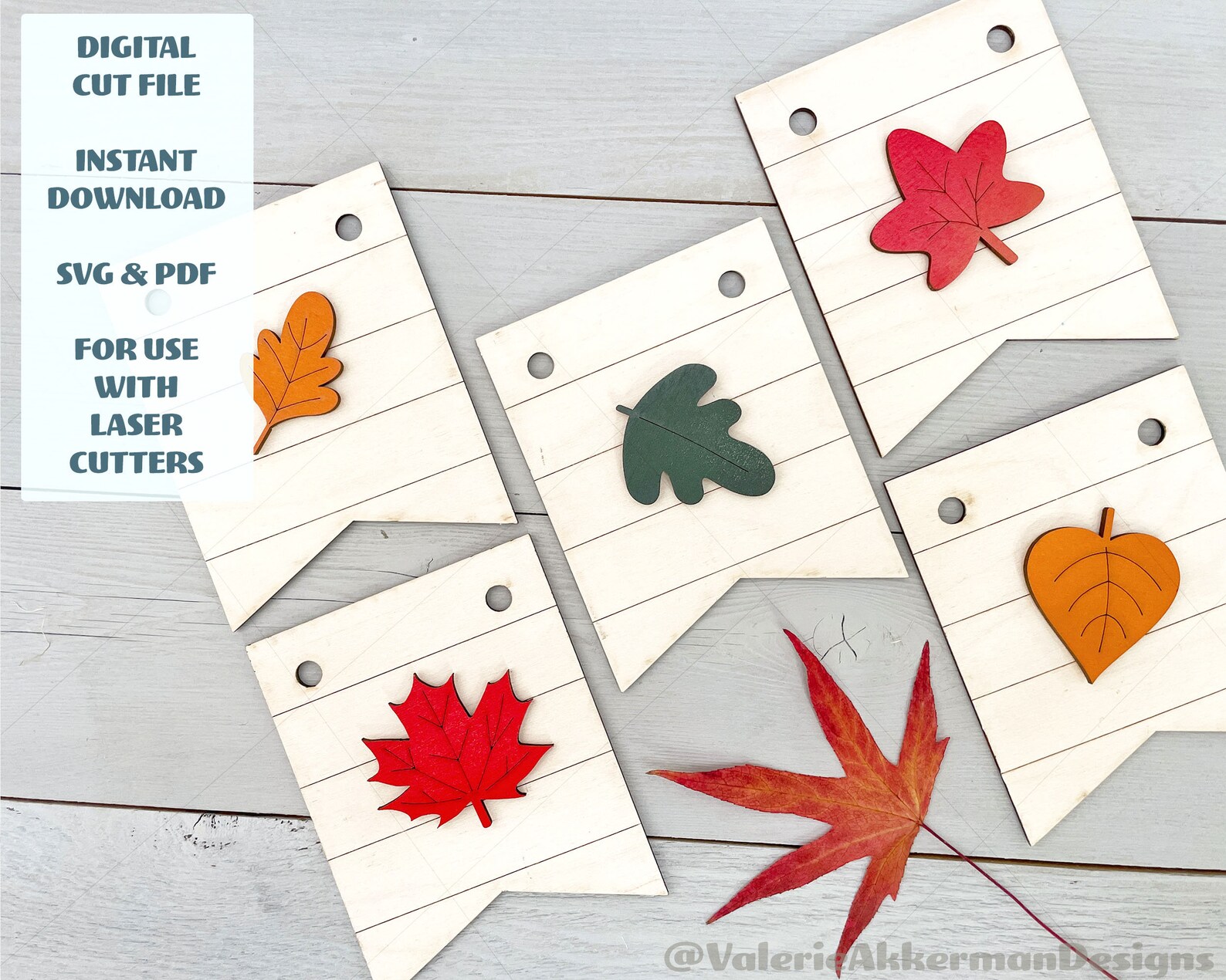 Fall Leaf Banner Digital Cut File Svg Cut File Laser Cut - Etsy Canada