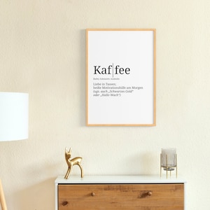 Definition: Kaffee | Format wählbar | Premium Spruch-Poster für Küche ...