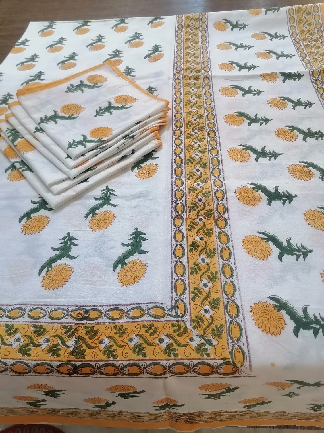 Indian Block Print Tablecloth, Floral Cotton Table Cover, Table Cloth 6 ...