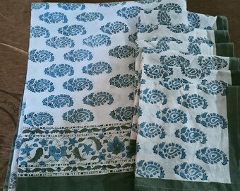 Indian Indigo Blue Flower Design Hand Block Printed Home Stead | Etsy