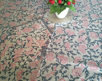 Handmade Pink Color Table Cloths Flower Design Hand Block - Etsy