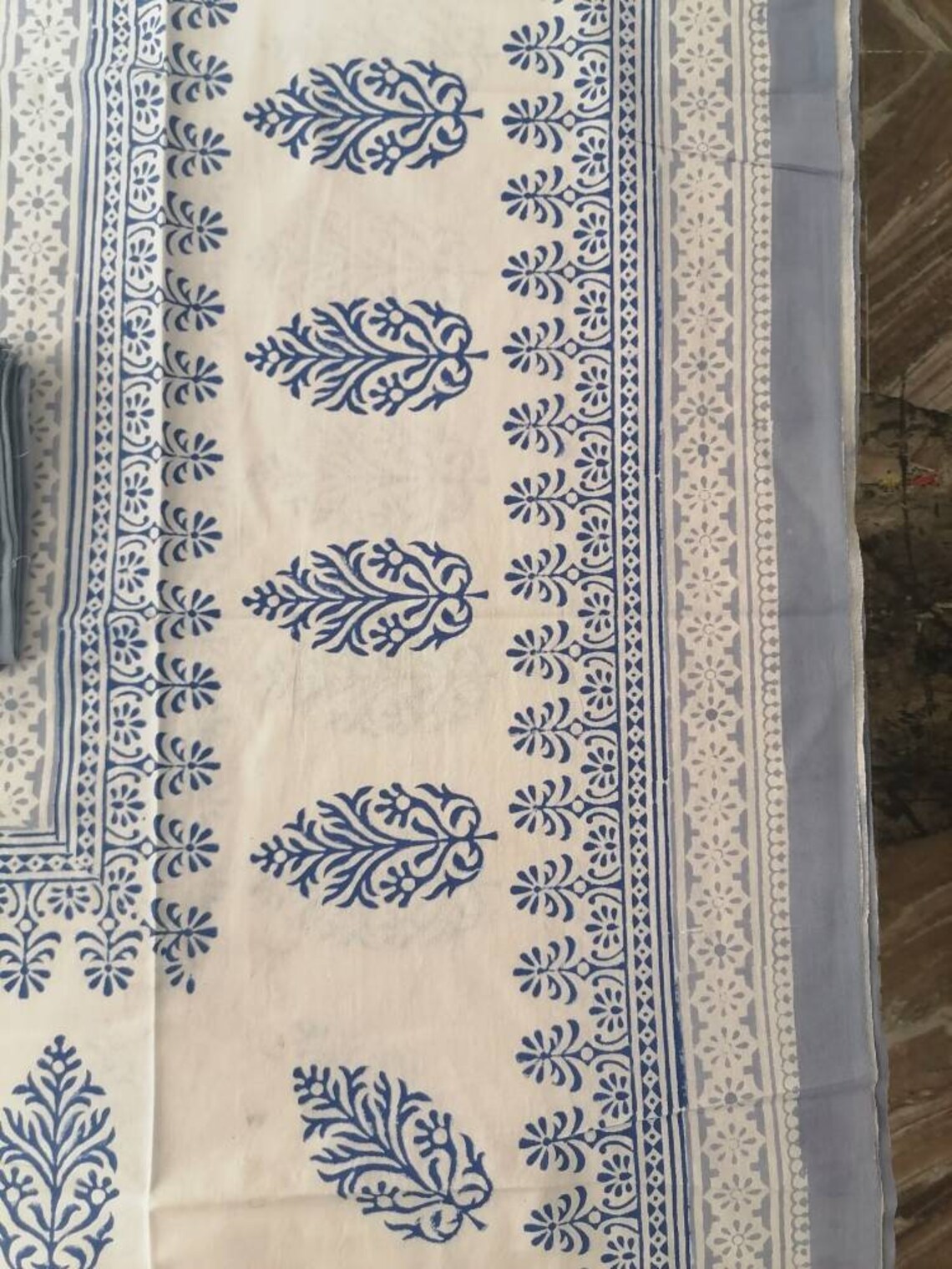Indian Indigo Blue Flower Design Hand Block Printed Home Stead - Etsy