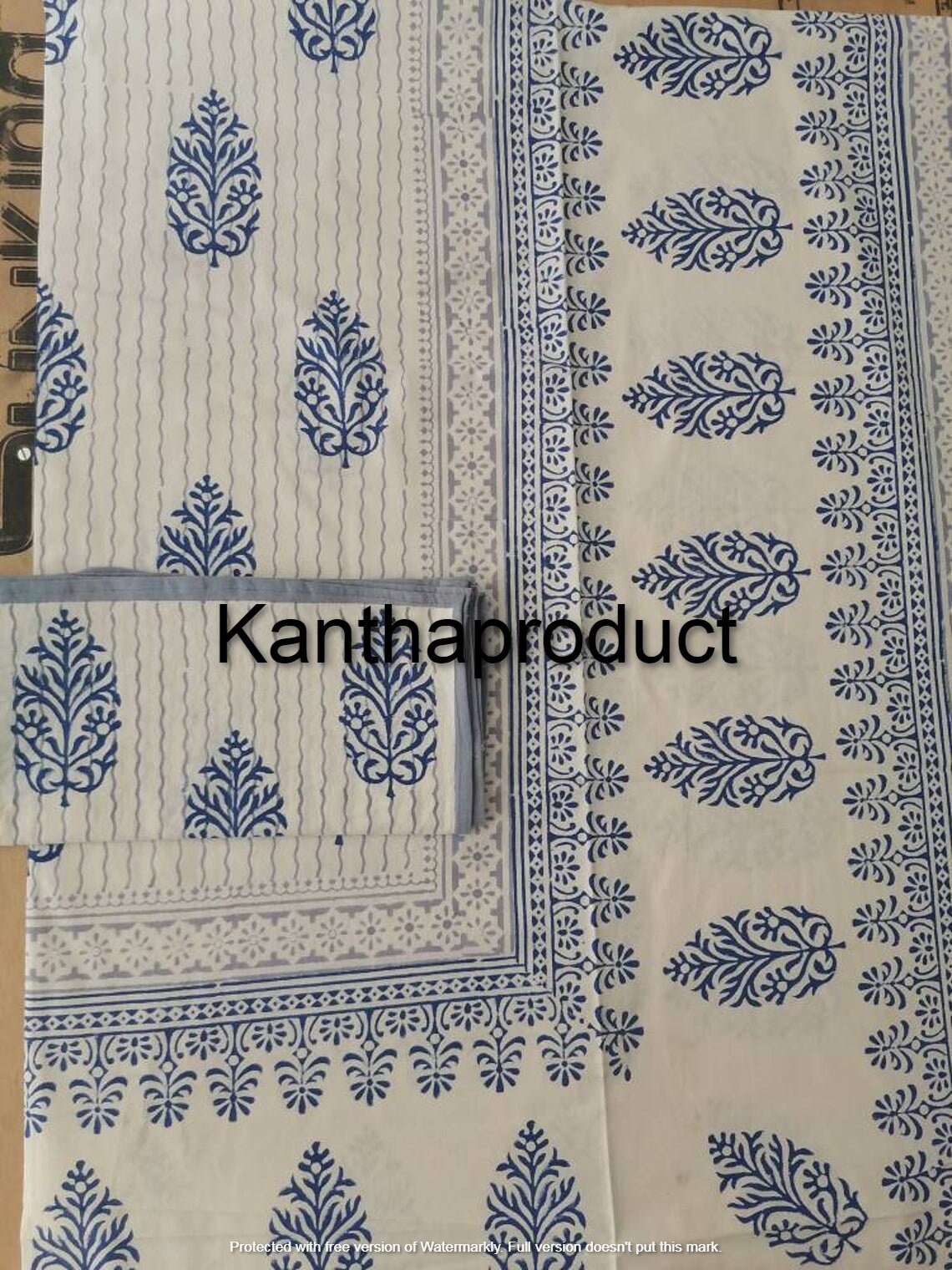 Indian Indigo Blue Flower Design Hand Block Printed Home Stead | Etsy